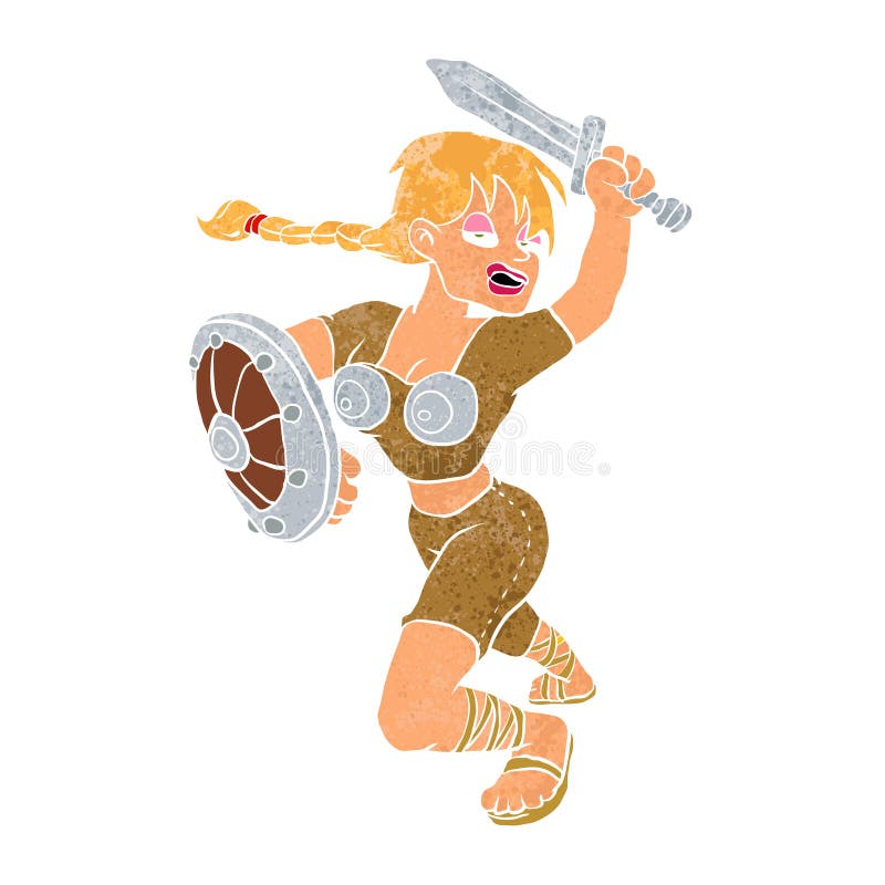 Cartoon viking girl stock vector. Illustration of shield - 71831789