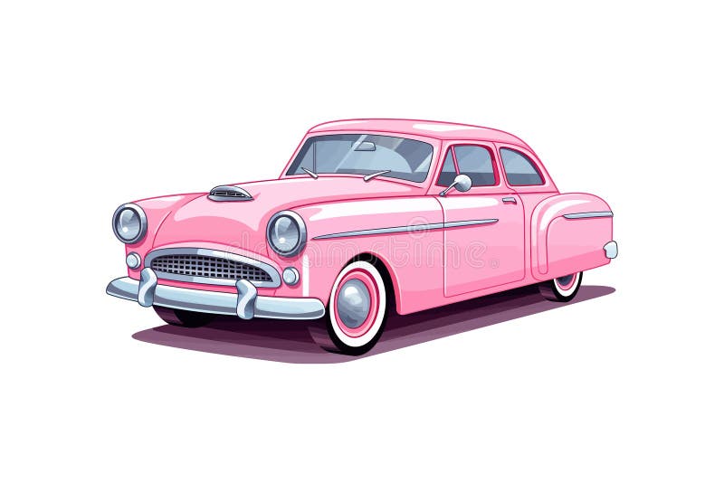 Cartoon Vintage Pink Car. Vector Illustration Design Stock Illustration ...