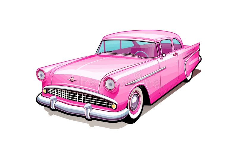 Cartoon Vintage Pink Car. Vector Illustration Design Stock Illustration ...