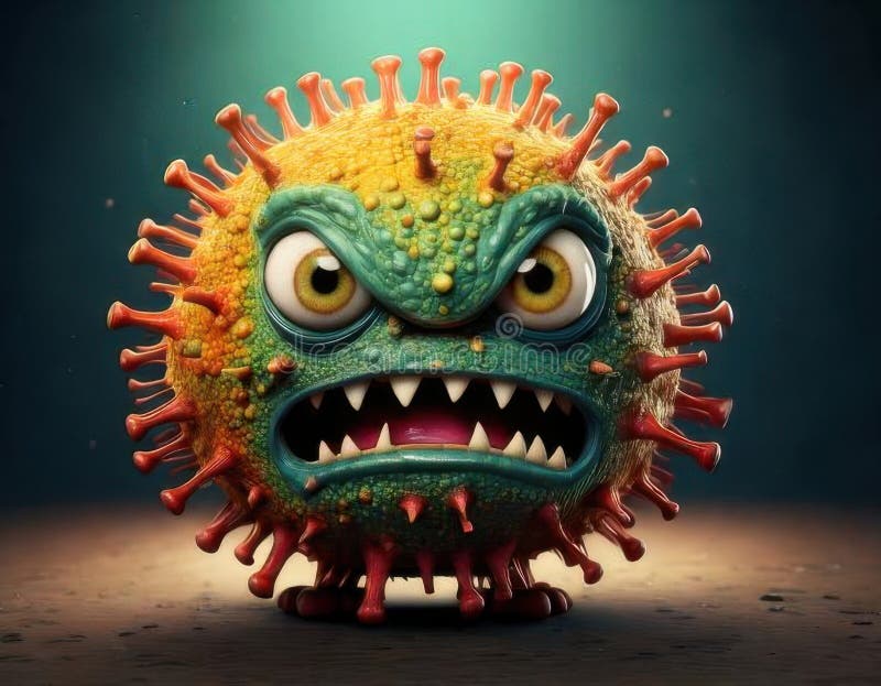 Cartoon of a Virus with Angry Face Stock Illustration - Illustration of ...