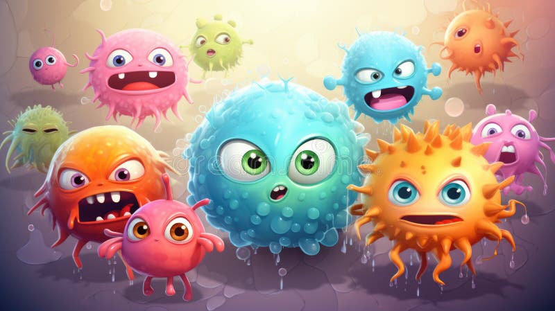 Cartoon Virus, Bacteria, Germs, Microorganism. Generative AI. Stock ...