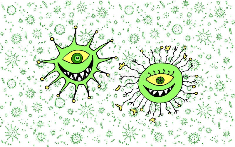 Cartoon Virus Character Illustration. Character Icon Monster Microbe ...