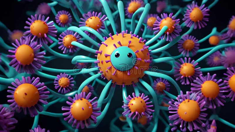Cartoon Virus Character among Pathogens AI-generated Stock Footage ...