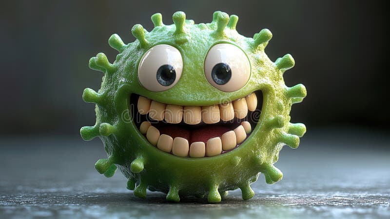Cartoon Virus with a Happy Face Stock Illustration - Illustration of ...