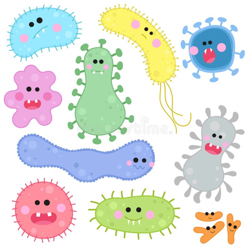 Vector Cartoon Evil Bacteria and Virus Set. Stock Vector - Illustration ...