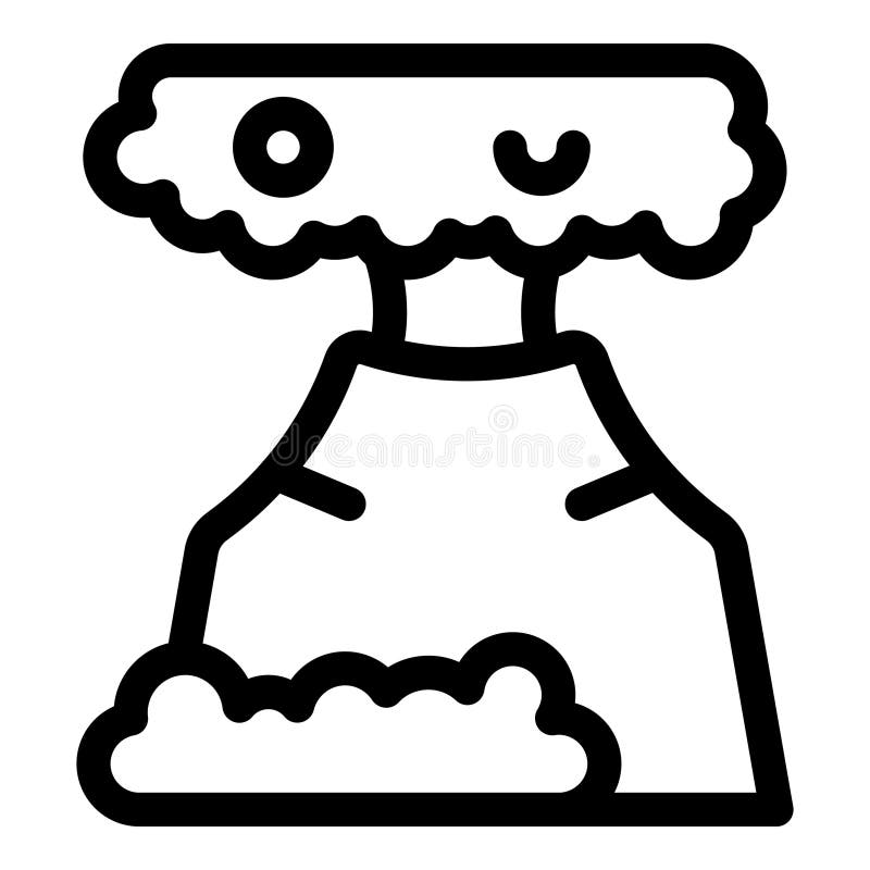 Cartoon Volcano Erupting with Smoke Cloud and Lava Flowing Stock Vector ...