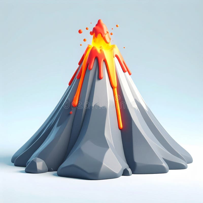 Cartoon Volcano Eruption 3D Render Stock Illustration - Illustration of ...