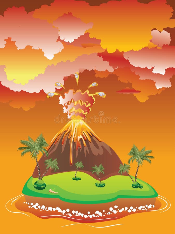 Cartoon Volcano Eruption stock vector. Illustration of magma - 95908351