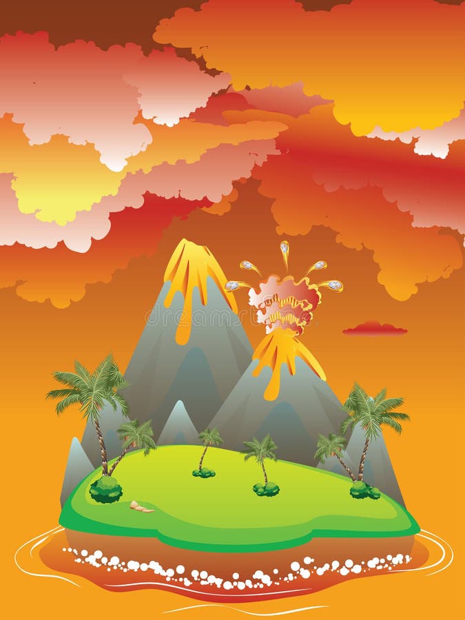 Cartoon Volcano Eruption stock vector. Illustration of volcanic - 96398746