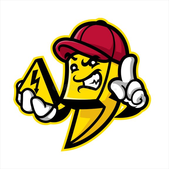 Cartoon Volt Mascot Hat Design Stock Vector - Illustration of power ...