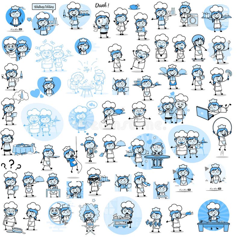 Cartoon Waitress - Set of Concepts Vector Illustrations Stock Vector ... Cartoon Waitress - Set of Concepts Vector Illustrations Stock Vector ...