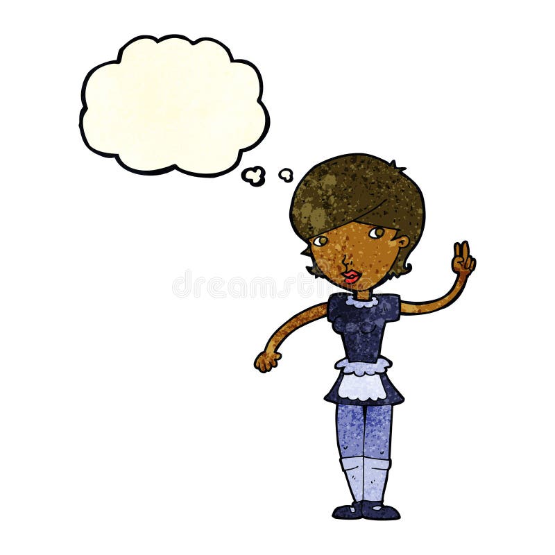Cartoon Waitress Taking Order with Thought Bubble Stock Illustration ...