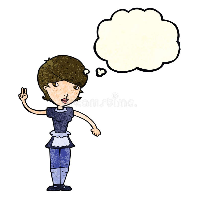 Cartoon Waitress Taking Order with Thought Bubble Stock Illustration ...