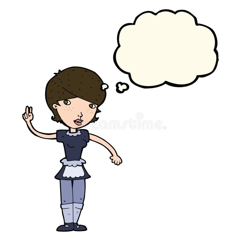 Cartoon Waitress Taking Order with Thought Bubble Stock Illustration ...