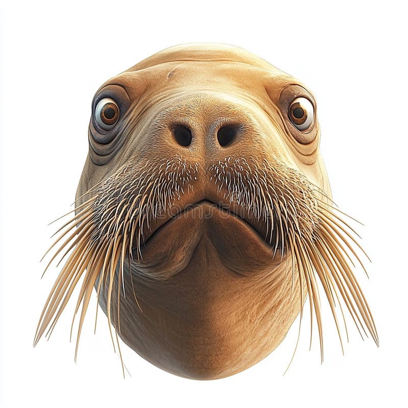 Walrus face front view. stock vector. Illustration of concept - 231621721