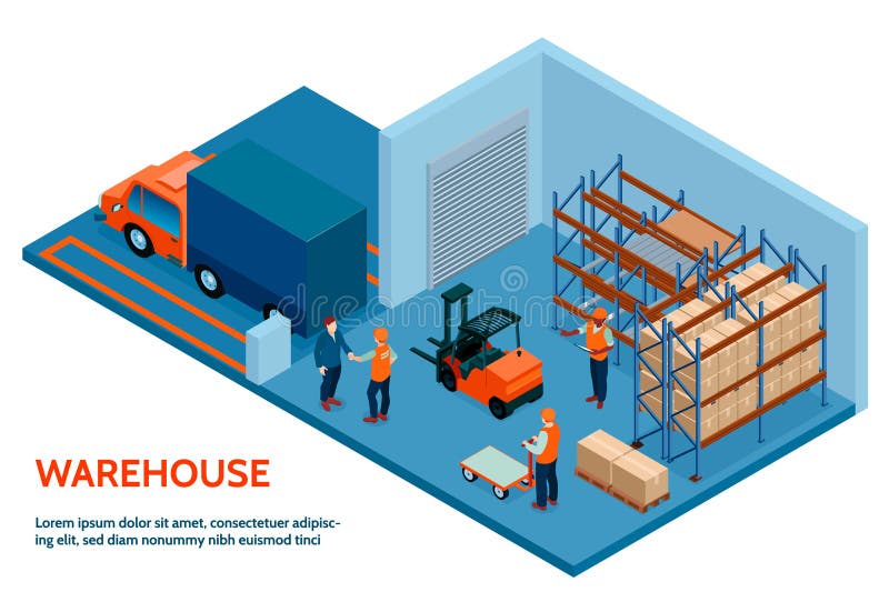 Cartoon Warehouse Composition Template Stock Illustration ...