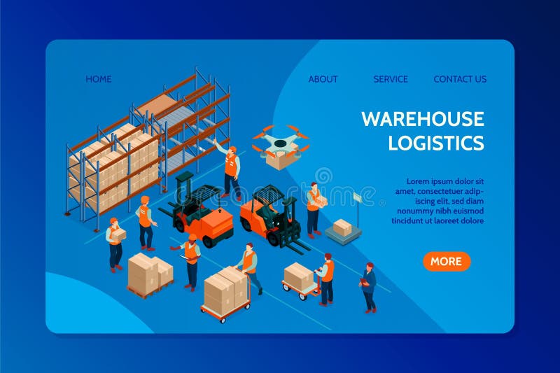 Cartoon Warehouse Landing Page Stock Illustration - Illustration of ...
