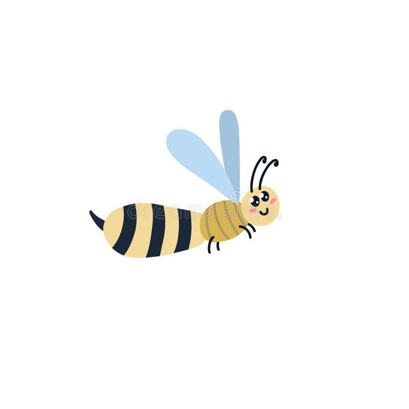 Cartoon Wasp with Stripes. Honey Bee Cute Character Stock Vector ...