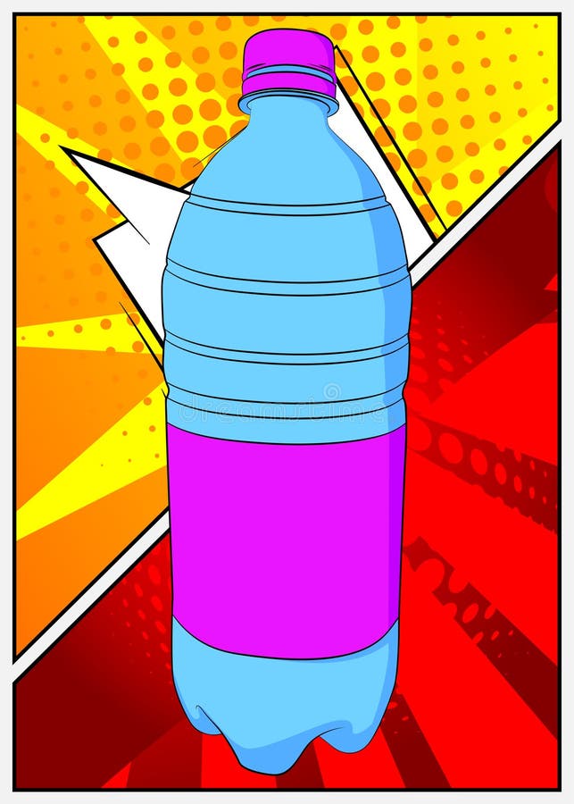 Cartoon Water Bottle, Comic Book Plastic Drink Container. Vintage ...
