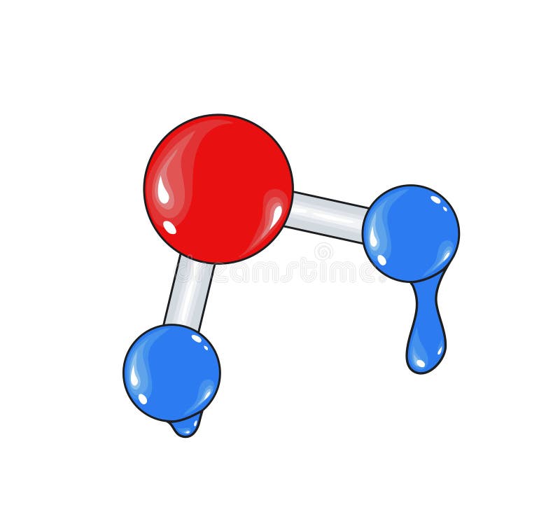 Cartoon water molecule vector illustratie. Illustration of waterstof ...