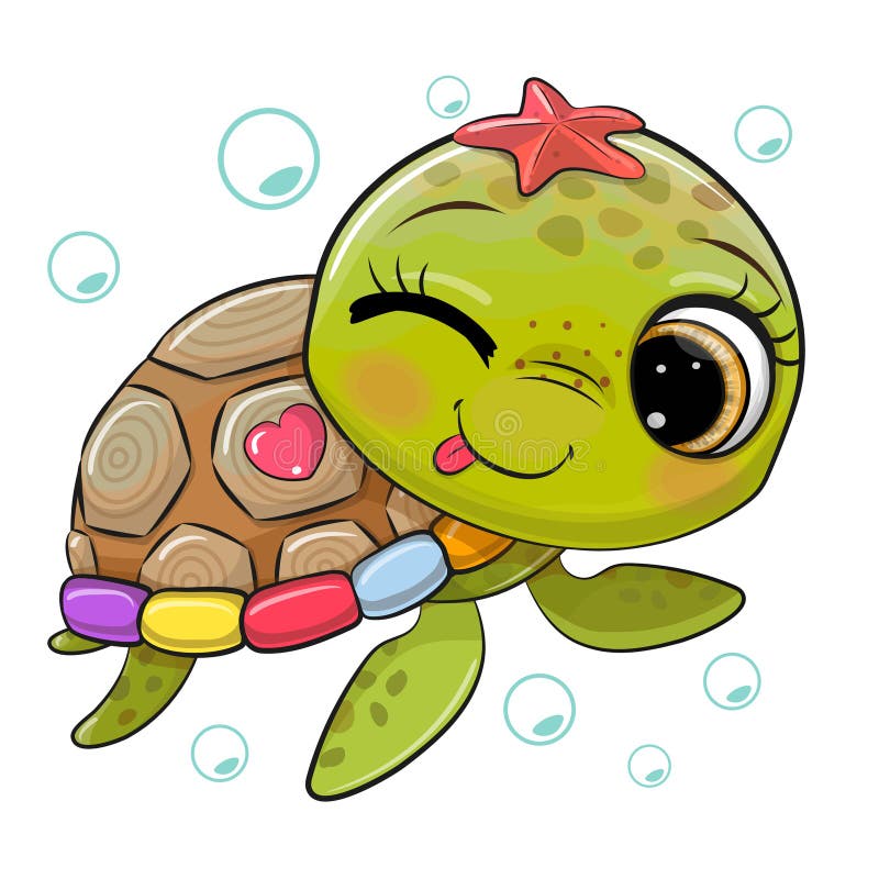 Cartoon Turtle Girl in Pink Eyeglasses with a Bow Stock Vector ...