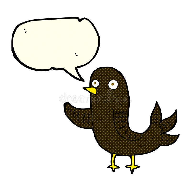 Cartoon Waving Bird with Speech Bubble Stock Illustration ...
