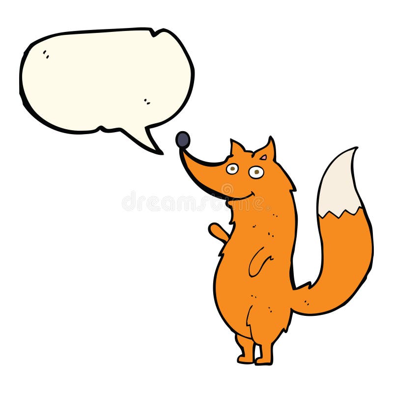 Cartoon Waving Fox with Speech Bubble Stock Illustration - Illustration ...