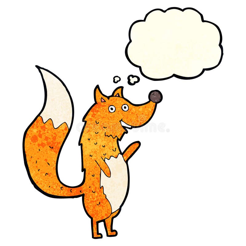 Cartoon Waving Fox with Thought Bubble Stock Illustration ...