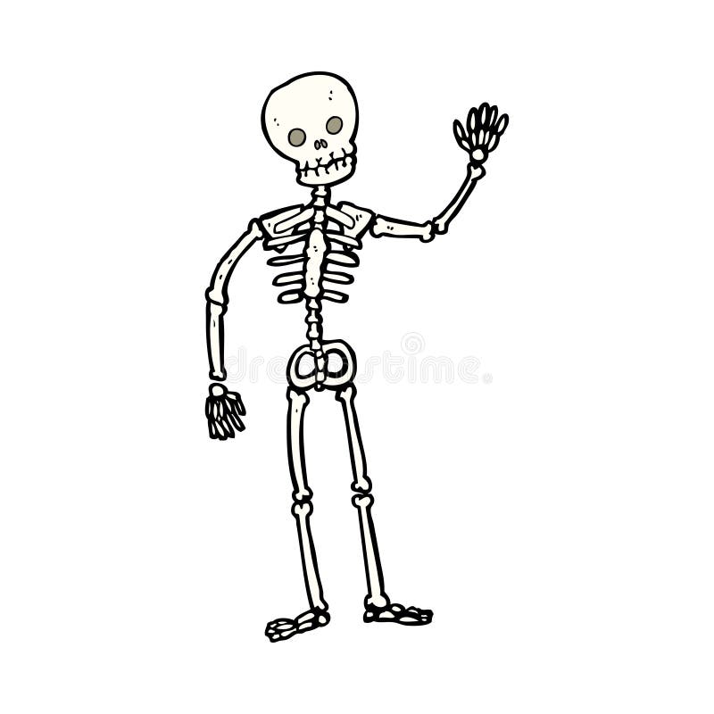 Cartoon waving skeleton stock vector. Illustration of skeleton - 37037450