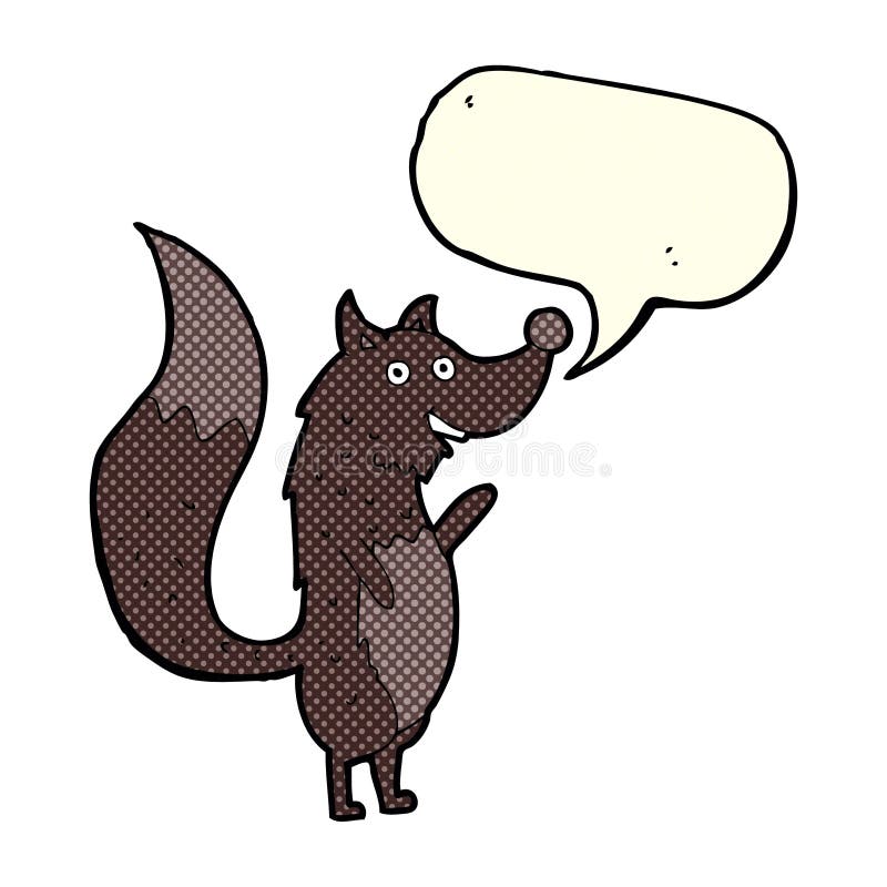 Cartoon Waving Wolf with Speech Bubble Stock Illustration ...