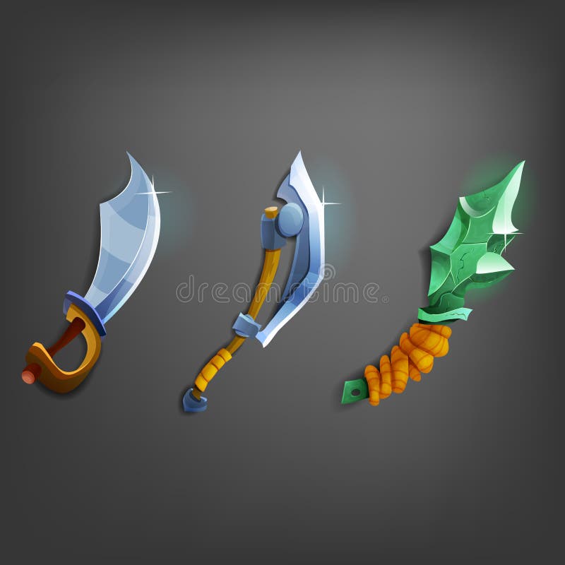 Cartoon weapons for games. stock vector. Illustration of damage - 70545952
