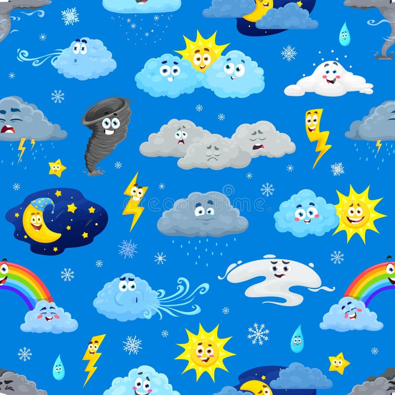 Cartoon Weather Characters Seamless Pattern Stock Vector - Illustration ... Cartoon Weather Characters Seamless Pattern Stock Vector - Illustration ...
