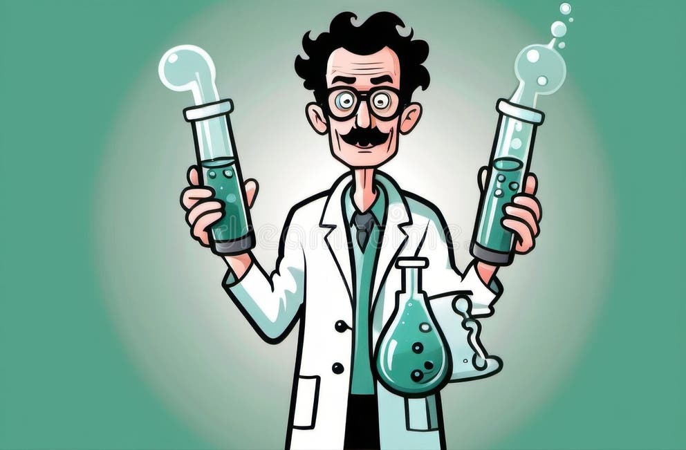 Cartoon of a Weird Professor Doing Science Stock Illustration ...