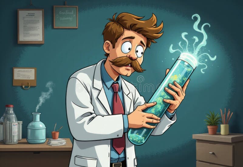 Cartoon of a Weird Professor Doing Science Stock Illustration ...