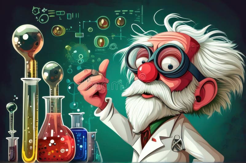 Cartoon of a Weird Professor Doing Science Stock Illustration ...