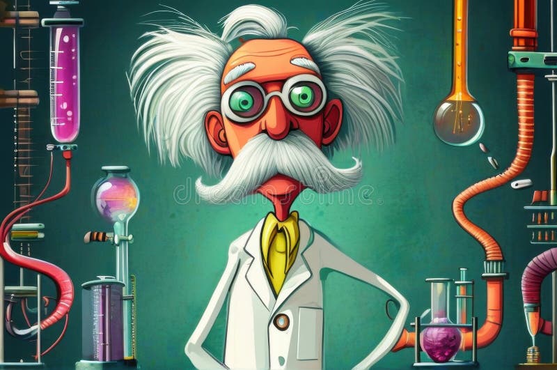 Cartoon of a Weird Professor Doing Science Stock Illustration ...
