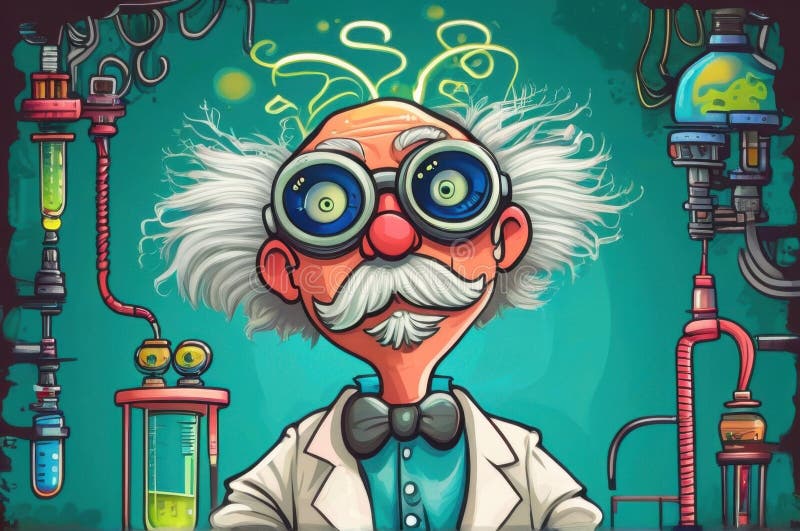 Cartoon of a Weird Professor Doing Science Stock Illustration ...