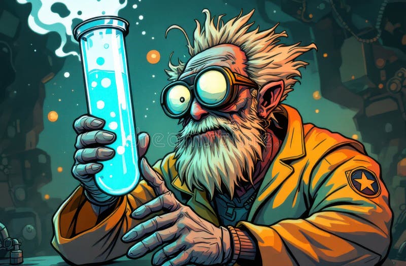 Cartoon of a Weird Professor Doing Science Stock Illustration ...