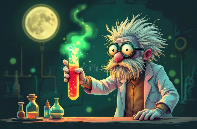 Cartoon of a Weird Professor Doing Science Stock Illustration ...