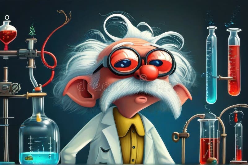 Cartoon of a Weird Professor Doing Science Stock Illustration ...