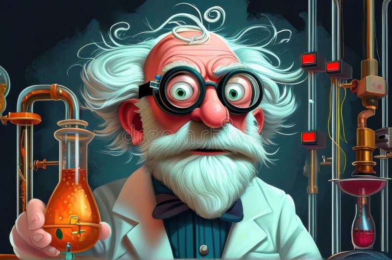 Cartoon of a Weird Professor Doing Science Stock Illustration ...