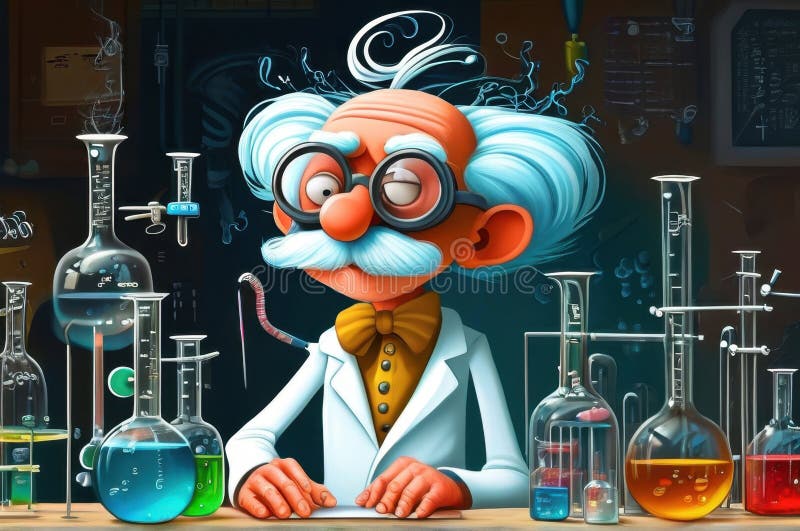 Cartoon of a Weird Professor Doing Science Stock Illustration ...