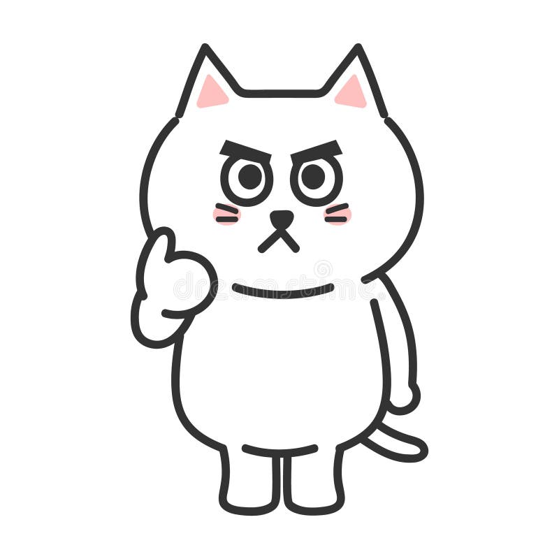 Cartoon White Cat Protesting Against Something, Vector Illustration ...