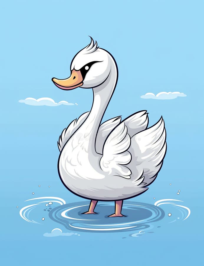 Cartoon White Goose Swimming Water Stock Illustrations – 149 Cartoon ...