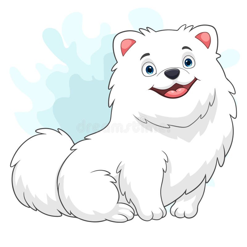 White Pomeranian Puppy on a Gray Background. 3d Rendering. White ...