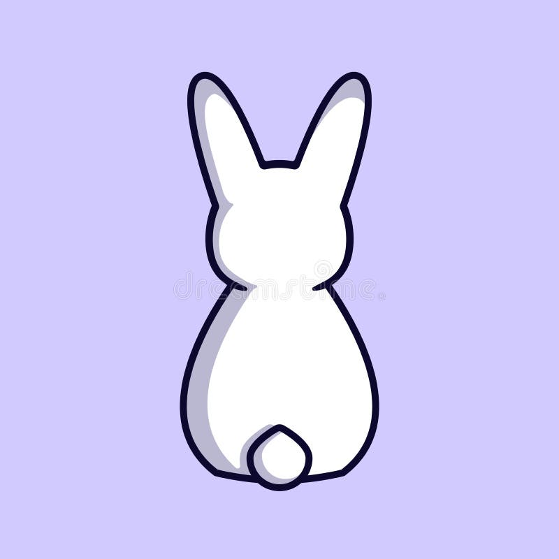 Cartoon White Rabbit. Easter Bunny. Back View Stock Vector ...