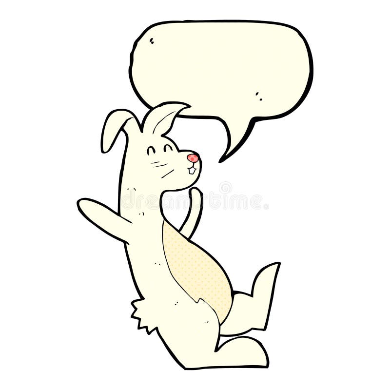 Cartoon White Rabbit with Speech Bubble Stock Illustration ...