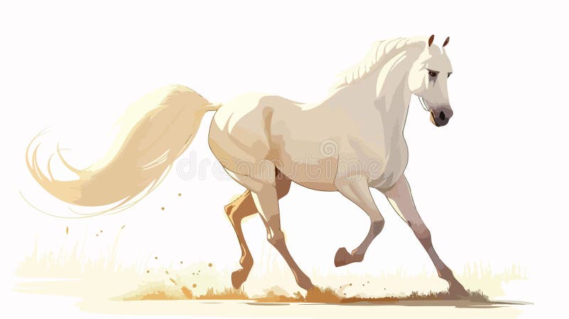 Cartoon White Stallion Vector Illustration Stock Vector - Illustration ...