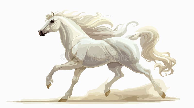 Cartoon White Stallion Vector Illustration for Print and Web Design ...