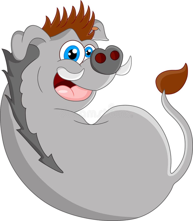 Cartoon wild boar sitting stock vector. Illustration of tail - 59575923